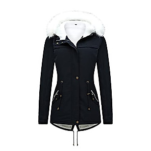 Chamarras para Mujer Women Thickened Puffer Jacket Winter Mid Length Sherpa Lined Coats Warm Windproof Outerwear Parka Jackets with Hood Fur Coat