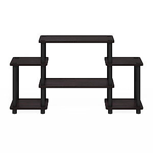 Furinno Turn-N-Tube No Tools Entertainment Center, Round, Square corner, Dark Walnut,11257DWN