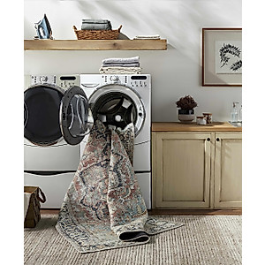 Hauteloom Nisa Living Room, Bedroom Machine Washable Area Rug - Traditional - Sage, Brick Red, Navy - 7'6" x 9'6"