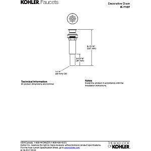 Kohler K-7107-2BZ Grid Bath Sink Drain w/Flower Design Oil Rubbed Bronze
