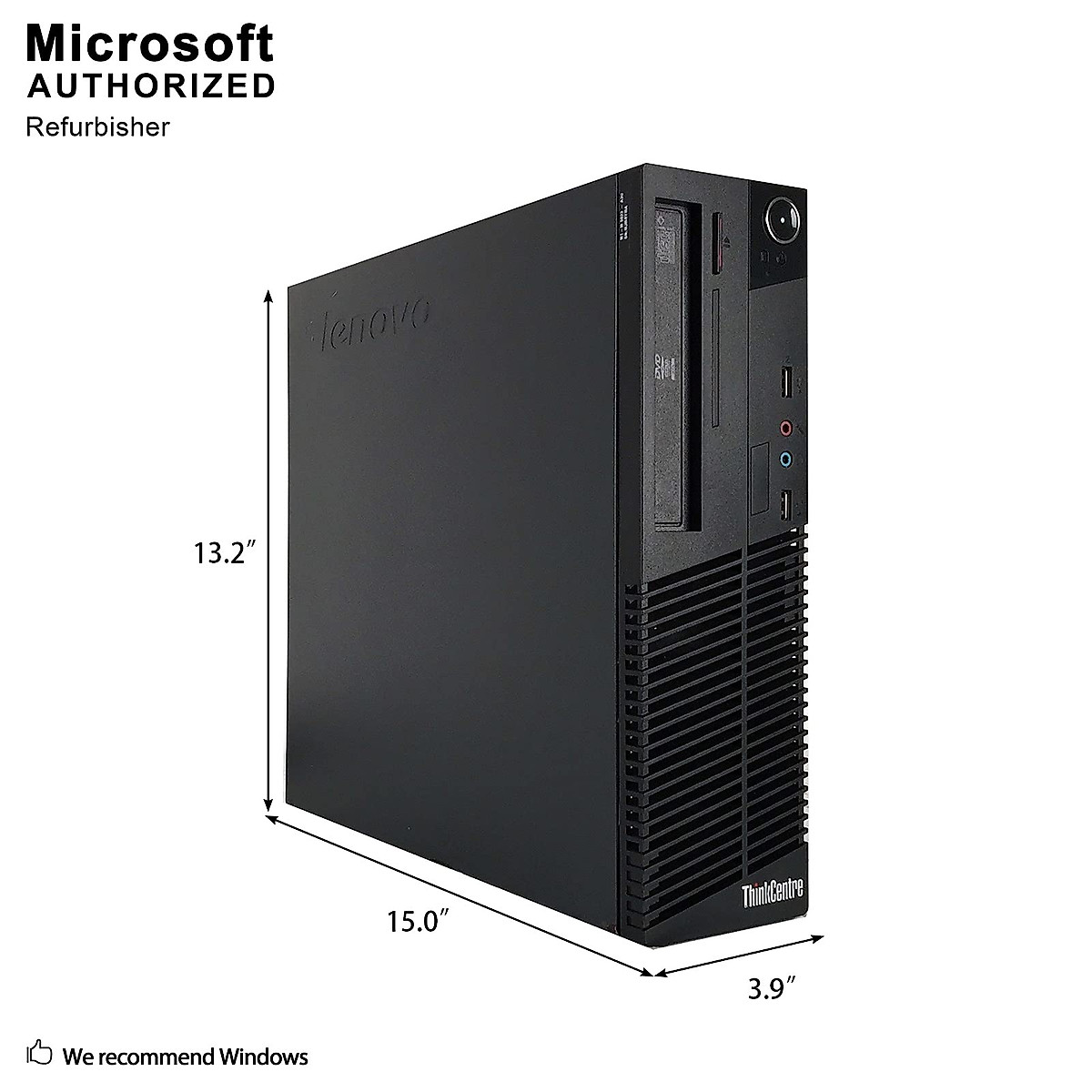 Lenovo ThinkCentre M72e Small Form Factor (SFF) Business Desktop, Intel Quad Core i3-3220 CPU, 8GB DDR3 RAM, 120 GB SSD, DVD, Windows 10 Pro 64 (Renewedd)