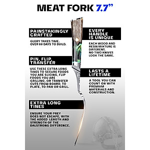 DALSTRONG Meat Fork - 7.7 inch - Valhalla Series - 9CR18MOV High Carbon Steel BBQ - Professional Barbecue Carving Fork Gift - Celestial Resin & Wood Handle - Kitchen Utensils - Two Pronged Fork