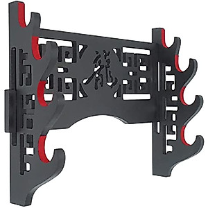LUCKNIGHT Display Stand Wall- Mounted Sword Holder Display Stand with Felt Red Samurai Sword Wakizashi Display Holder Sword Stand (Color : 4 Tier Dragon)