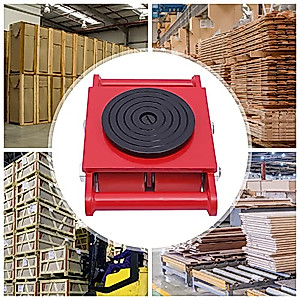 6T/13200lbs Industrial Machinery Mover Machinery Moving Skate 360° Rotation Heavy Duty Dolly Skate with 4 PU Anti-Slip Rollers for Moving Equipment Red