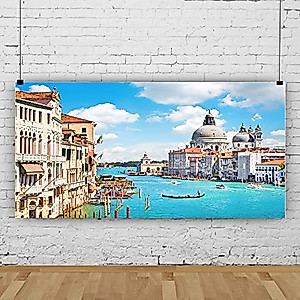 YongFoto 20x10ft Seaside City Backdrop Venice Town Italy Water Rivers City Streetscape Historical Culture Scenery Photography Background Baby Shower Birthday Party Decor Girl Adult Photo Studio Props