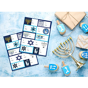 Iconikal Self-Adhesive Gift Tag Labels, Hanukkah, 100-Count