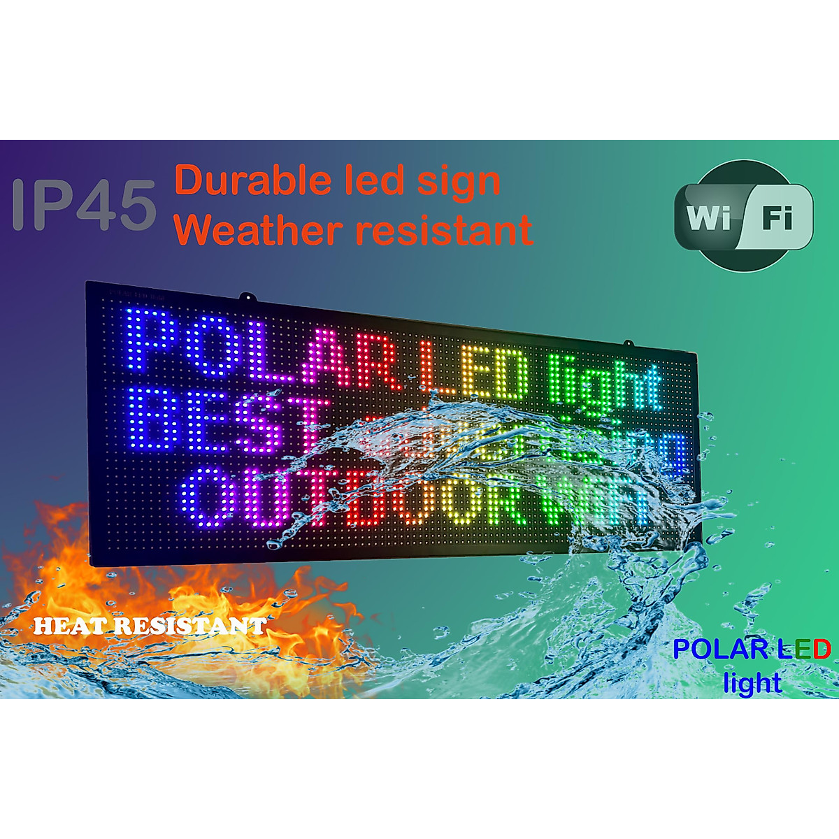 WiFi P6 high Resolution LED RGB Color Sign 40" x 11" with high Resolution P6 128x32 dots and New SMD Technology. Perfect Solution for Advertising