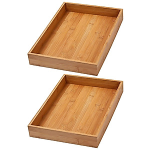 YBM HOME Bamboo Drawer Organizer Storage Box for Kitchen Drawer, Junk Drawer, Office, Bedroom, Children Room, Craft, Sewing, and Bathroom, 2 Pack 10x14x2 inch