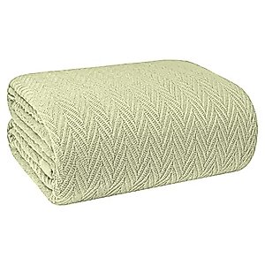 Premium 100% Cotton Blanket – Soft Breathable Thermal Blankets Queen Size for All Season - Queen Blanket for Bed Perfect for Layering - Sage Green
