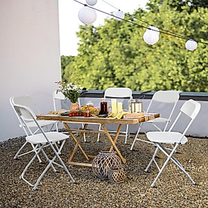 SEALAMB 6 Pack Patio Dinning Chairs, Indoor Outdoor Portable Plastic Folding Chairs with Steel Frame for Patio Dinning Garden Wedding Backyard Party, 350LB Weight Limit (White, 6 Pack)