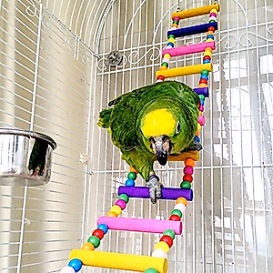 Bird Parrot Toys Ladders Swing Chewing Toys Hanging Pet Bird Cage Accessories Hammock Swing Toy for Small Parakeets Cockatiels, Lovebirds, Conures, Macaws, Lovebirds, Finches (12 Ladders)