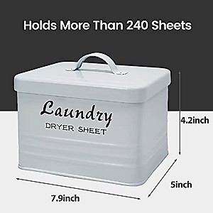 Farmhouse Metal Dryer Sheet Dispenser with Hinged Lid, Rustic Dryer Sheets Holder for Laundry Room Decor, Dryer Sheet Container Box Laundry Storage Organizer for Laundry Room Fabric Softener Sheets