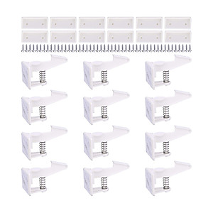Cabinet Locks Child Safety Latches - OKEFAN 12 Pack Baby Proofing Cabinets Drawer Lock Adhesive Latch for Kids Proof Drawers No Drilling Tools Needed (White)
