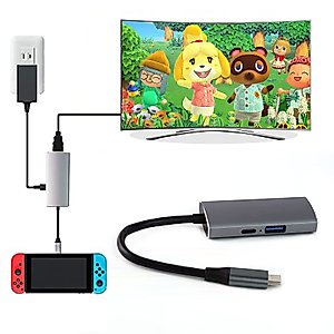 UFOPETIE USB Type C to HDMI Digital AV Multiport Hub, USB-C (USB3.1) Adapter PD Charger for Nintendo Switch,Portable 4K HDMI Dock for Samsung Dex Station S10/9/8/Tab S6/S5 Travel TV Docking Station
