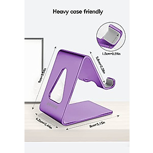 Aoviho Desktop Cell Phone Stand Phone Holder for Desk - Aluminum Phone Dock for iPhone 13 12 pro 11 X Xs max 8 7 6 6s Plus SE 5 5S Samsung All Smart Phones (Purple)