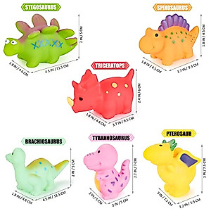 CLYMENE Mold Free Dinosaur Bath Toys for Toddlers 1-4, No Hole No Mold Bath Toys for Infants 6-12-18 Months, Dinosaur Baby Bathtub Pool Toy for 1 2 3 4 Year Old Toddlers Kids (6 Pack)