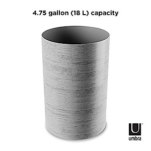 Umbra Treela Small Trash Durable Garbage Can Waste Basket for Bathroom, Bedroom, Office and More | 4.75 Gallon Capacity with Stylish Light Grey Barn Wood Exterior Finish, Graywood