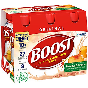 Boost Original Nutritional Energy Balanced Nutritional Drink (6 Count (Pack of 2), Peaches & Creme)
