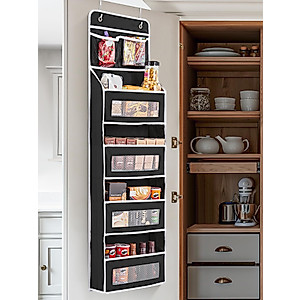 JARLINK 5-shelf Over Door Organizer Storage, Upgrade Hanging Storage with Clear Window, 50 lbs Load Storage Organizer for Bedroom, Bathroom, Nursery, Baby Kids Toys, Diapers, Pantry, Black