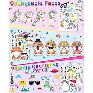 Make Your Own Stickers for Kids, 80 Sheets 20 Animals Stickers with Safaris, Sea, Zoo and Fantasy Animals Face Stickers Party Supplies Kids Crafts Party Favors for Kids 4-8