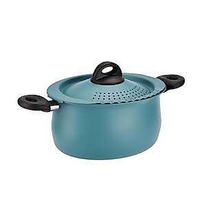 Bialetti Taste of Italy Nonstick Pasta Pot with Strainer Lid, 5.5-Quart, Teal