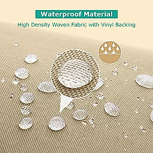 SunPatio Outdoor Chaise Lounge Cover, Waterproof Patio Furniture Lounge Chair Cover with Sealed Seam, Heavy Duty Chaise Cover 76" L x 30" W x 26"/10" H, All Weather Protection, Beige