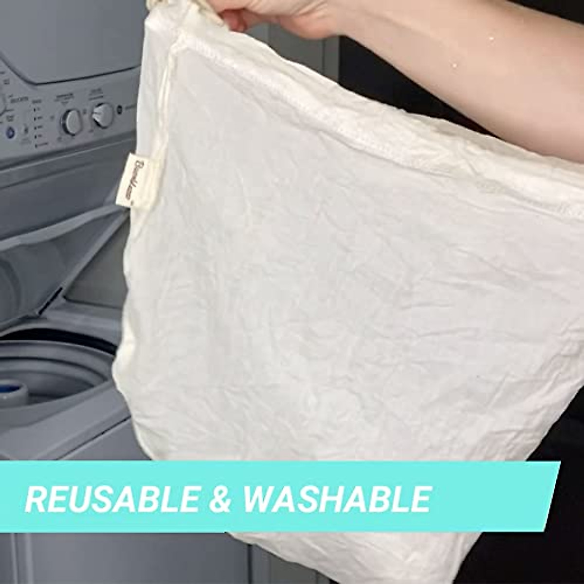 2 Pack Nut Milk Bag - Extra Large 14” X 14” 100% Unbleached Organic Cotton Cheesecloth Bags for Straining Cheese | Tea | Yogurt | Juice | Wine | Soup | Herbs, All Purpose Food Strainer w/Drawstring