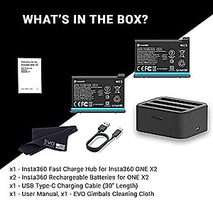 Insta360 ONE X2 Battery & Fast Charge Hub Bundle - Includes Fast Charge Hub + 2 Batteries (1630mAh) for Insta360 ONE X2 360 Camera (3 Items)
