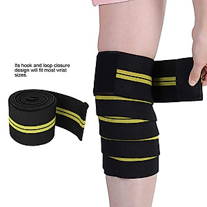 Knee Wraps Compression Elastic Breathable Knee Brace Compression Bandage Wraps Pain Relief Straps Support Wraps Sleeve Men Women Cross Training Gym Workout,Fitness & Powerlifting(Black Yellow)