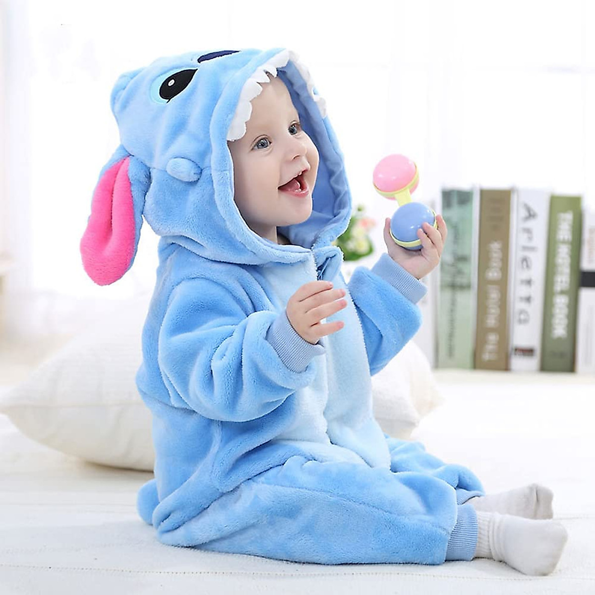 Plustrong Halloween Baby Costume Baby Boys Baby Girls Toddler Outfit Cosplay Romper Costume for Baby(blue stitch,100(18-23M)