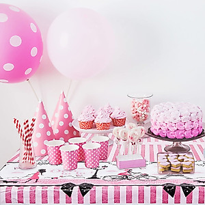 Irenare Paris Theme Tablecloth Paris Princess Theme Party Decorations Day in Paris Plastic Table Covers Table Decoration Ooh La La Pink Table Cloth for Girls Birthday Party Baby Shower (1 Piece)