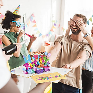 Oalushf Pop Up Cards, 3D Alphabet Happy Birthday Card with Envelopes and Note Tag, Greeting Cards Birthday Gifts for Women and Men (5 * 7)