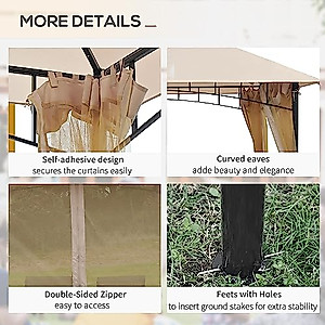Outsunny 10' x 10' Outdoor Patio Gazebo Canopy Tent with Mesh Sidewalls, 2-Tier Canopy for Backyard, Beige