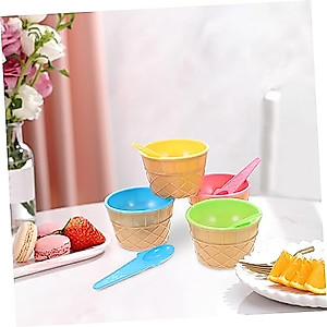 Healeved 12 Sets ice cream cup sundae bowls cute Cupcake Cups dessert cup with scoop reusable dessert bowls ice cream dishes salad bowl ice cream party favors child pp paper cup soup bowl