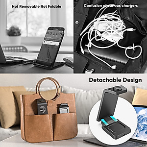 Welnotti 3 in 1 Charging Station for Multiple Devices Compatible with iPhone/iWatch/ipad/SamsungWireless Charger - Charging Stand Dock for AirPods(Gray)