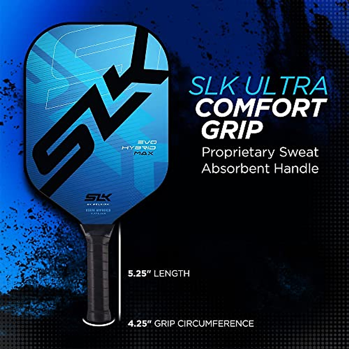 SLK Evo Hybrid Pickleball Paddle | Featuring C6-Flex Power Fiberglass Pickleball Paddle Face with a Rev-Core Power Polymer Core | Designed in The USA | Blue
