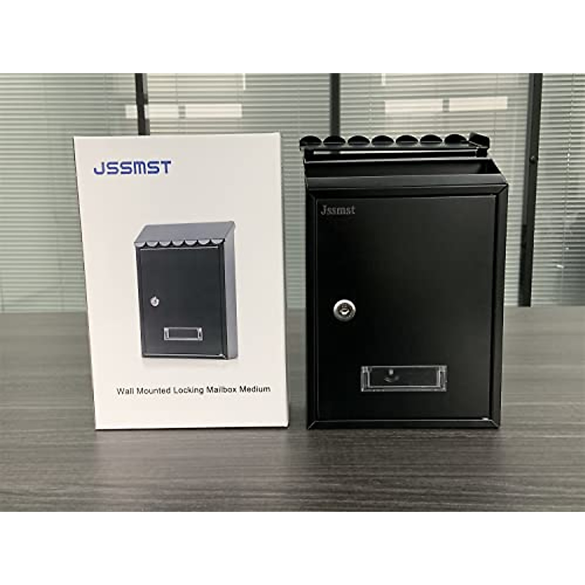 Jssmst Mailboxes Wall Mount with Key Lock – Small Metal Mailboxes Horizontal, 12.4 x 8.3 x 3.05 Inch, Black New