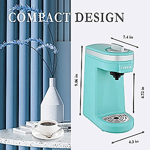 CHULUX Single Serve 12 Ounce Coffee Brewer,One Button Operation with Auto Shut-Off for Coffee or Tea,Cyan