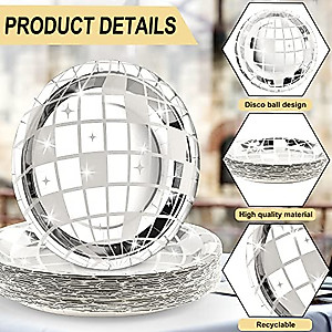 30 Pieces 9" Silver Disco Ball Paper Plates 70s Disco Party Plates Bachelorette Party Plates Disco Party Decorations Disco Party Supplies for Birthday Reunion Rock Party Disco Party 70s Groovy Party