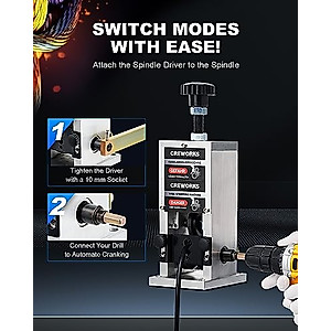CREWORKS Manual Wire Stripper Machine, 0.06"-1" Wire Stripping Machine, Wire Stripping Tool for 1.5-25 mm Scrap Wire, 5 Channel Cable Stripper for Power Drill, Copper Wire Stripper for Leftover Cable