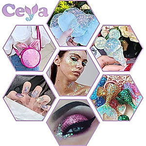 Ceya Chunky Glitter, 4.9oz/ 140g Lemon Yellow Craft Glitter Powder Mixed Fine Flakes Iridescent Nail Sequins for Nail Art, Hair, Epoxy Resin, Tumblers, Slime, Painting, Festival Decor