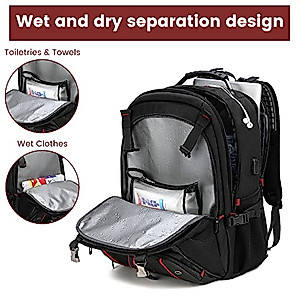 JDITVYHANO Travel Backpack for Men, Extra Large Laptop Backpack for Men with USB Charger Port, College Airline Approved Computer Business Work Backpack Carry on with Lunch Box Fits 18.4 laptop (Red)