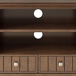 SIMPLIHOME Acadian SOLID WOOD Universal TV Media Stand, 60 Inch Wide, Transitional, for Flat Screen TVs up to 70 Inch, Rustic Natural Aged Brown