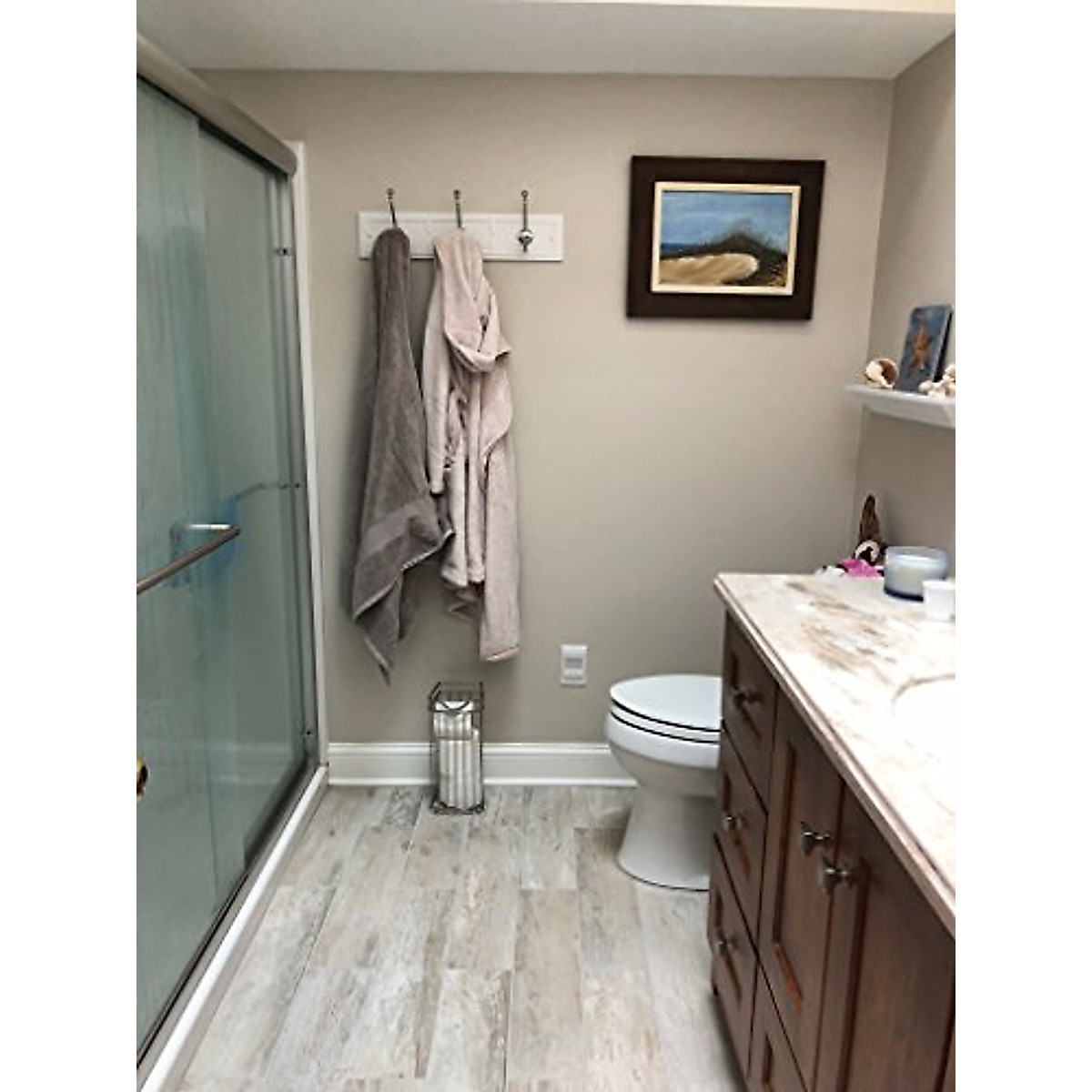 Liberty 22 inch Stylish Wall Mounted White and Satin Nickel Wardrobe Hook Rail/Coat Rack with 3 Pretty Dual Hanger Hooks for Coats, Hats, Scarves, Key • Extra Wide Hanging Space