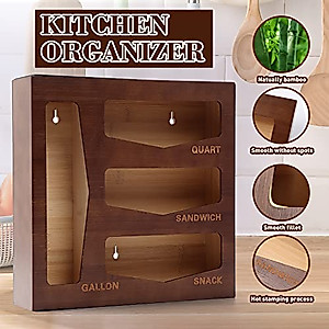 Mohoeey Ziplock Bag Storage Organizer for Kitchen Drawer, Bamboo Baggie Organizer Holder, Suitable for Gallon, Quart, Sandwich and Snack Variety Size Bag (Brown)