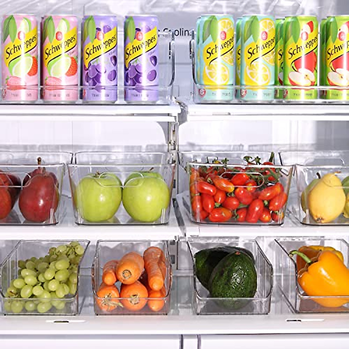 Plastic Storage Bins - For Kitchen Organization, Pantry Organization and Storage Closet Organizers & Storage Containers Baskets for Organizing Cabinets, Freezer, & Fridge Organizer Bin Set of 4 Clear