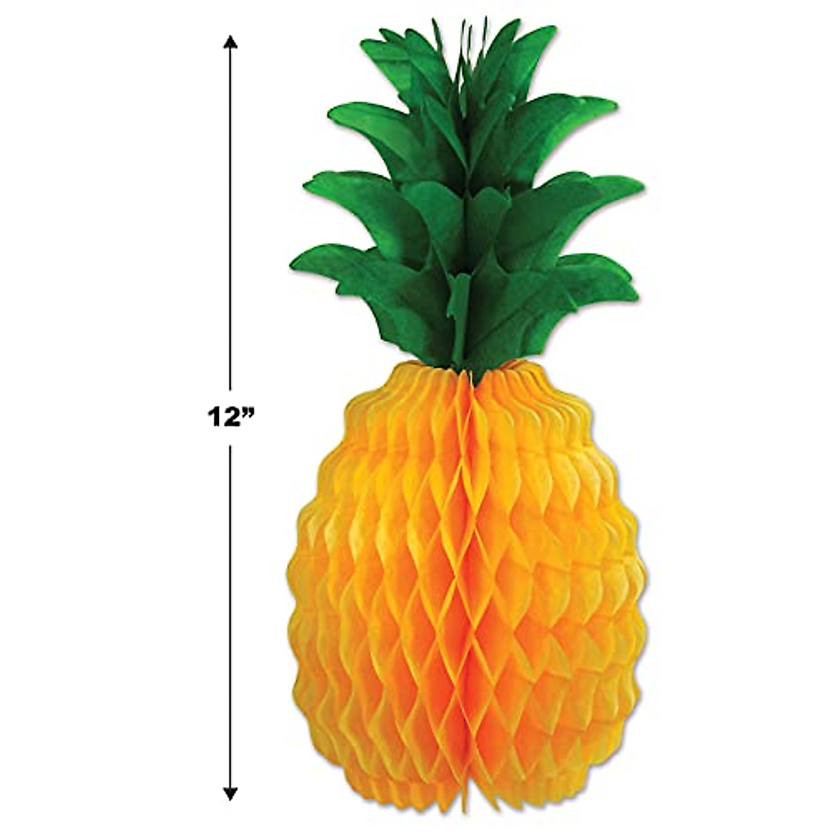 Beistle 2 Piece Tissue Pineapples Luau Centerpiece Party Decorations, 12", Yellow/Green
