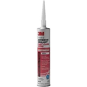 3M Marine Adhesive Sealant Fast Cure 5200 (06520) Permanent Bonding and Sealing for Boats and RVs Above and Below the Waterline Waterproof Repair, White, 10 fl oz Cartridge