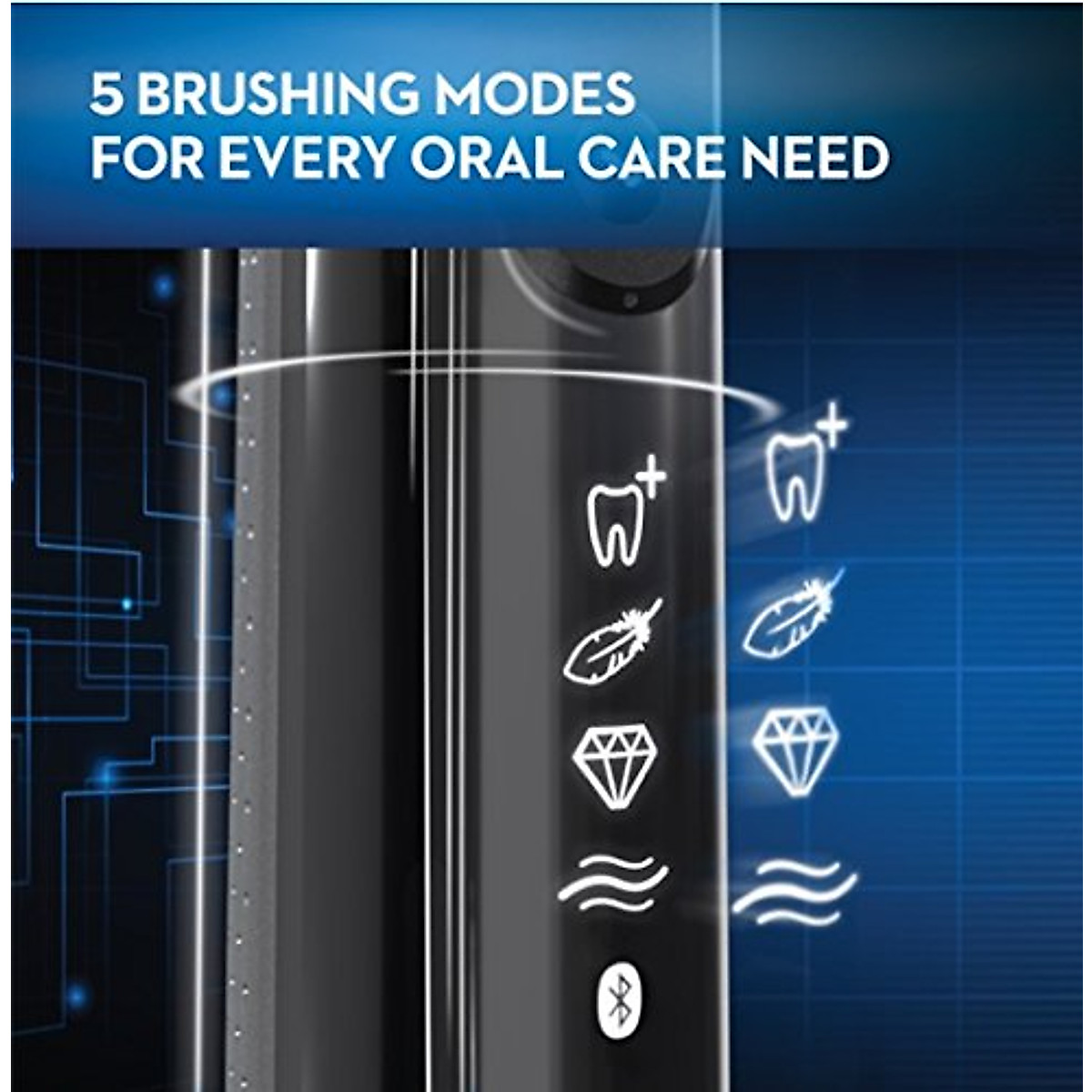 Oral-B 7500 Electric Toothbrush, Black with 3 Brush Heads and Travel Case - Visible Pressure Sensor to Protect Gums - 5 Cleaning Modes - 2 Minute Timer
