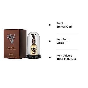 Lattafa Perfumes Eternal Oud EDP - 100ml(3.4 oz) Unisex | Grapefruit, Plum, Orchid, Heliotrope, Vanilla, Amber, Oud, Benzoin, Tonka Bean, Labdanum, 3.4 Fl Oz (Pack of 1)